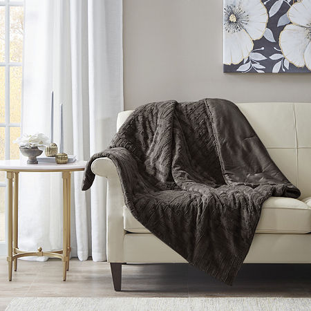 Click here for Madison Park Arctic Checkerboard Plush Faux-Fur Th... prices