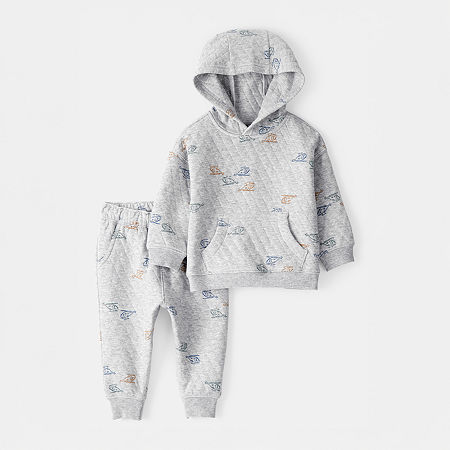 Carters Baby Boys Helicopter Quilted Hoodie & Pants  2 Piece Set - Grey