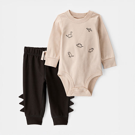 Carters Baby Boys Cotton Dinosaur Long-Sleeve Bodysuit & Pants  2 Piece Set - Brown