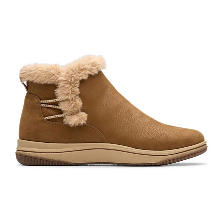Clarks Womens Cloudsteppers Breeze Wedge Ankle Booties - Dark tan