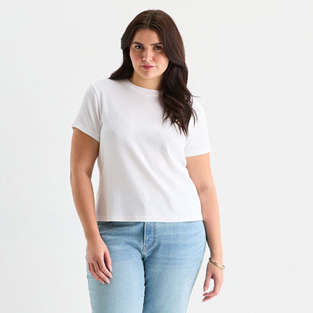 Click here for a.n.a Womens Crew Neck Short Sleeve Plus T-Shirt... prices