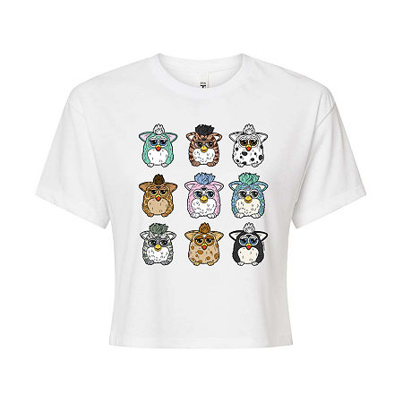 Click here for Furby Cropped Tee Womens Crew Neck Short Sleeve Re... prices