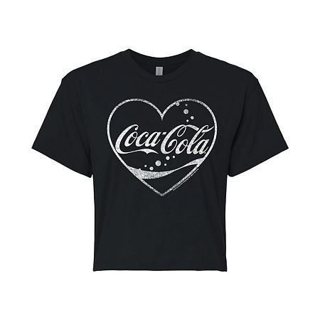 Click here for Coca-Cola Heart Cropped Tee Womens Crew Neck Short... prices