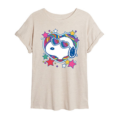 Click here for Heart Glasses Womens Crew Neck Short Sleeve Oversi... prices