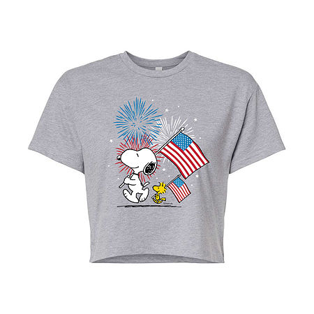 Click here for Woodstock Flag Cropped Womens Crew Neck Short Slee... prices