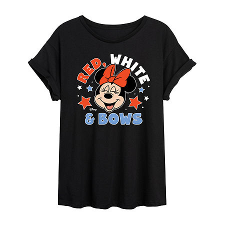 Click here for Disney Red White And Bows Womens Juniors Crew Neck... prices