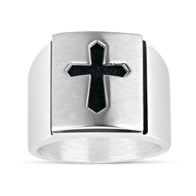 Mens Stainless Steel Cross Fashion Ring - JCPenney