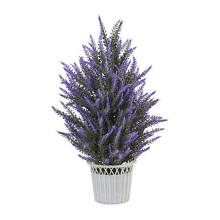 Click here for Lavender in White Wicker Planter Artificial Plant... prices