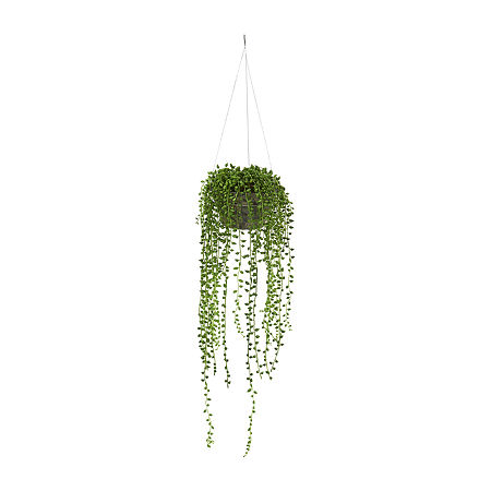 Nearly Natural String of Pearl Artificial Plant Hanging Basket - Green