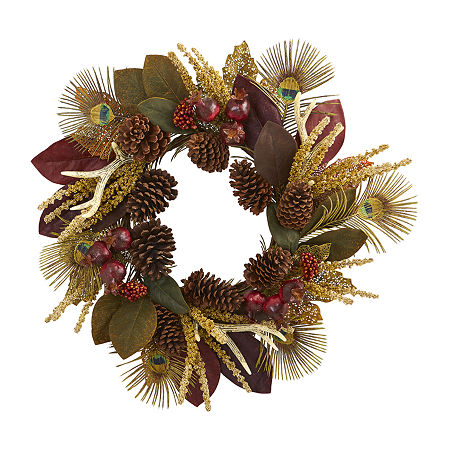 Click here for Nearly Natural 27in. Magnolia Leaf; Berry; Antler... prices
