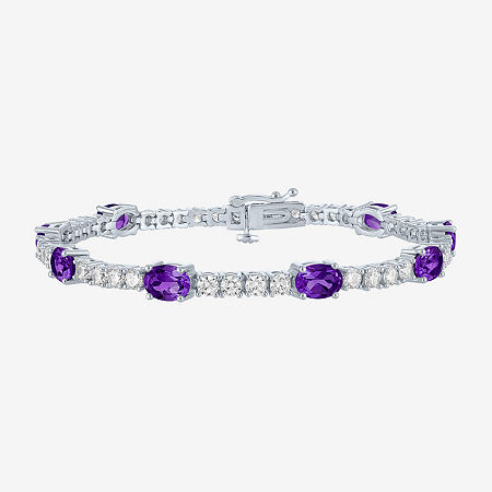 Click here for Gemstone Pure Silver Over Brass Tennis Bracelet  O... prices