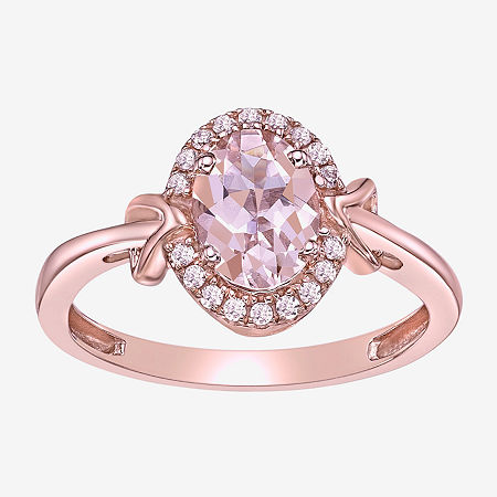 Click here for Gemstone 10K Gold Oval Cocktail Ring  5  Morganite prices
