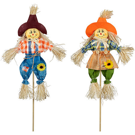 Click here for Northlight 18in Boy And Girl Scarecrow Picks 2-pc.... prices