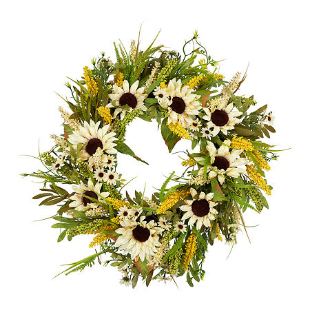 Click here for Northlight 24in Beige Sunflowers Wreath  One Size... prices