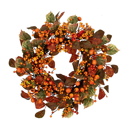 Click here for Northlight 24in Berries And Pumpkin Unlit Wreath... prices