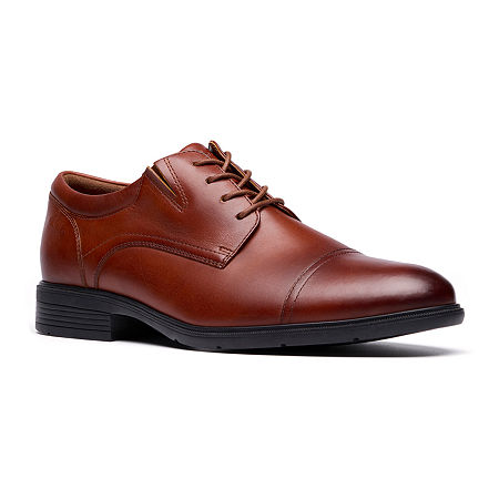 Clarks Mens Steadwell Cap Toe Dress Shoe - Dark tan leather