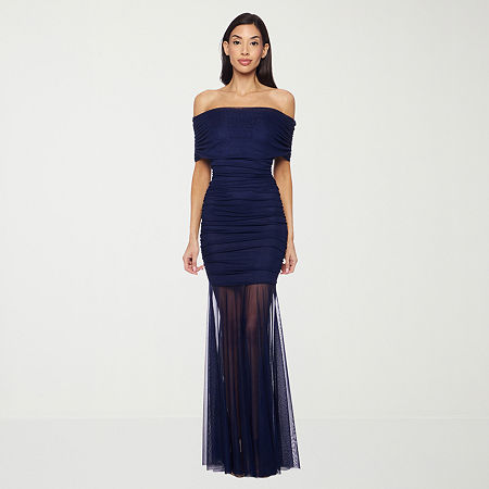 Premier Amour Womens Short Sleeve Evening Gown  14  Blue