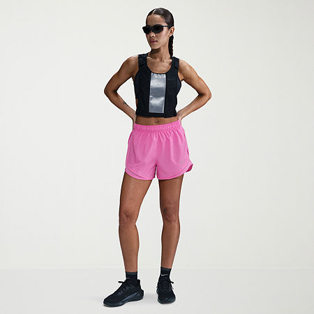 Nike Womens Tempo Dri-fit Mid Rise Running Shorts - Playful Pink/Reflective Silver