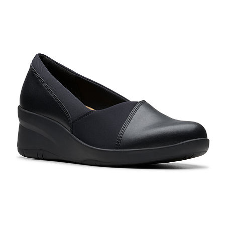 Clarks Womens Collection Suttyn Walk Shoes - Black Leather