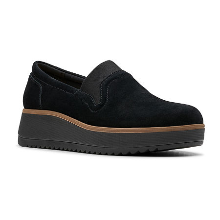 Clarks Womens Collection Zylah Sky Shoes - Black Suede