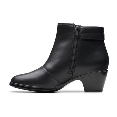 Clarks Womens Emily Belle Block Heel Booties, Color: Black - JCPenney