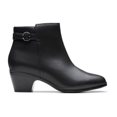 Clarks Womens Emily Belle Block Heel Booties, Color: Black - JCPenney