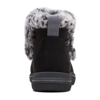 Clarks Womens Breeze Fur Flat Heel Winter Boots, Color: Black - JCPenney