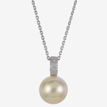Click here for Golden South Sea Pearl & Diamond-Accent Pendant Ne... prices