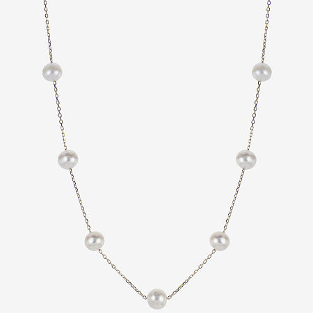 Click here for 10K Gold Cultured Freshwater Pearl Station Necklac... prices