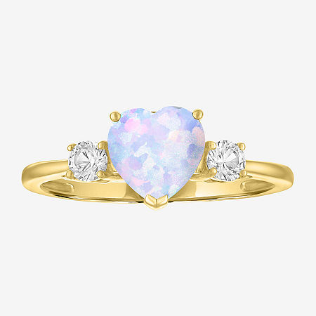 Click here for Gemstone 10K Gold Heart Cocktail Ring  7  Opal prices