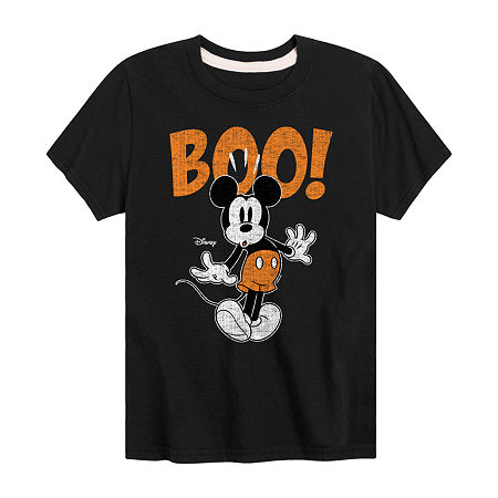 Disney Collection Little & Big Kid Unisex Crew Neck Short Sleeve Mickey Mouse Graphic T-Shirt  Medium  Black