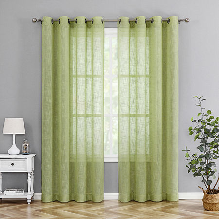 Click here for Tranquility Grommet Top Sheer Single Curtain Panel... prices