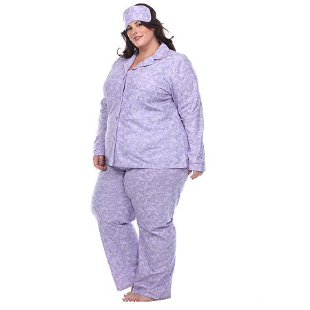 White Mark Plus Size Pajama Set  3-Piece - Purple Paisley