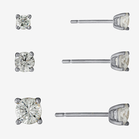 Athra Sterling Silver 3pc. CZ Stud Earrings Set