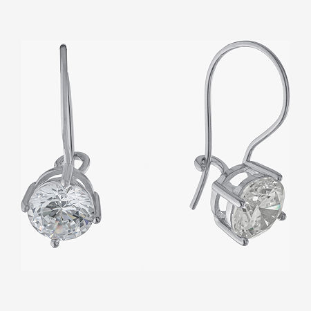 Athra Sterling Silver 7mm CZ Drop Earrings