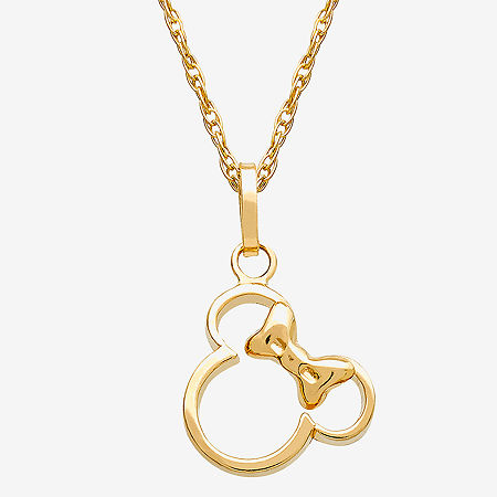 Disney Classics Girls 14K Gold Minnie Mouse Pendant Necklace, One