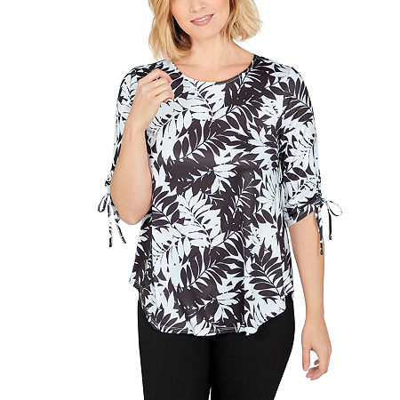 Larky Lark Womens Scoop Neck Elbow Sleeve T-Shirt  X-large  Black