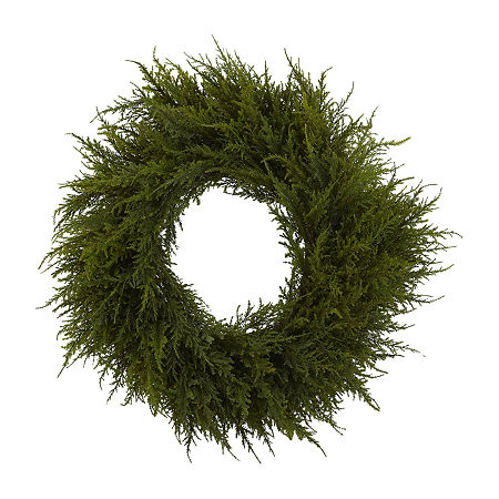 Click here for Nearly Natural 24in Cedar Wreath  One Size  Green prices