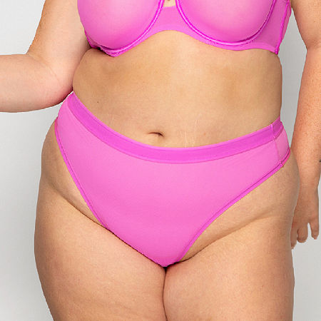 Click here for Curvy Couture Sheer Mesh High Cut Thong-1312  Medi... prices