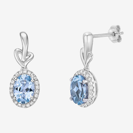 Click here for Gemstone 10K Gold Oval Drop Earrings  One Size  Aq... prices