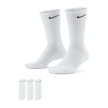 Nike Everyday Cushioned Training Crew Socks (3-Pack) in White/Black Size: Medium