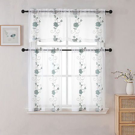 Click here for Runyan 3-pc. Rod Pocket Window Tier  One Size  Blu... prices
