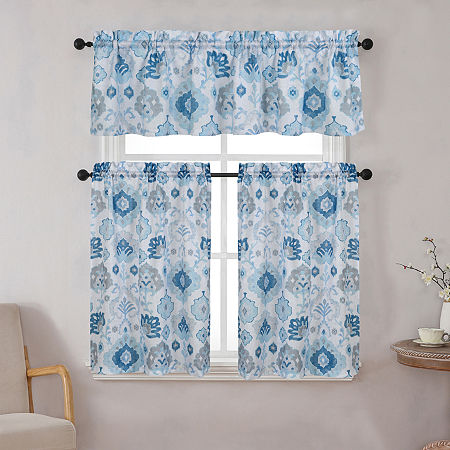 Click here for Aerin 3-pc. Rod Pocket Window Tier  One Size  Blue prices