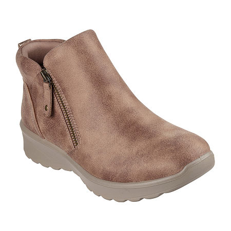 Skechers Womens Lovely Vibe Fall In Bloom Flat Heel Booties  6 Medium  Brown