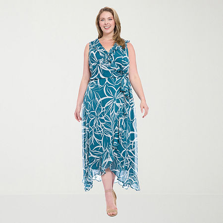 Click here for London Times Womens Plus Sleeveless Abstract Maxi... prices
