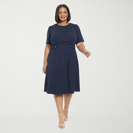 Click here for London Times Plus Size Fit & Flare Scuba Crepe Mid... prices