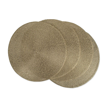 Metallic Round Polypropylene Woven Placemat  Set of 4 - Gold