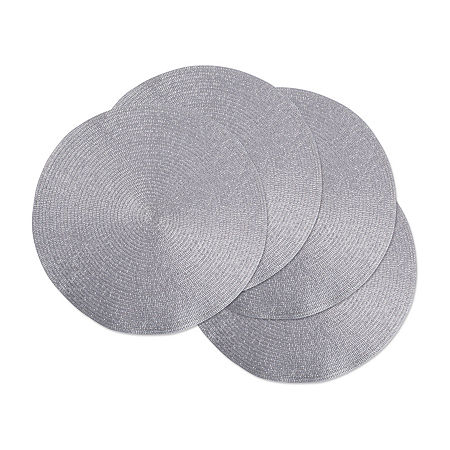Metallic Round Woven Placemat  Set of 4 - Silver