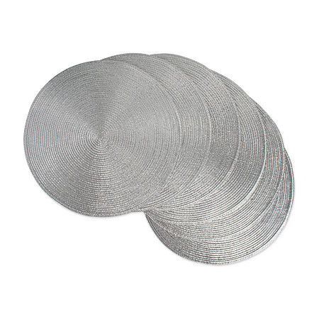 Metallic Round Woven Placemat  Set of 6 - Silver