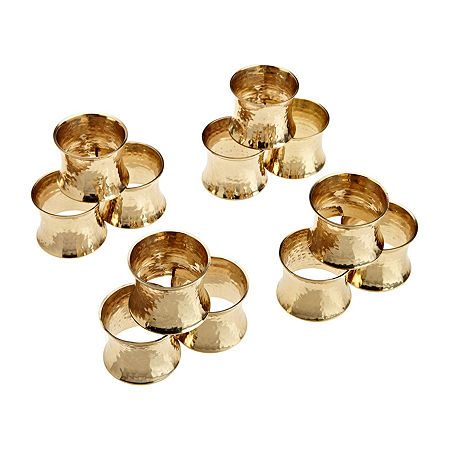 Hammered Napkin Ring  Set of 12 - Gold